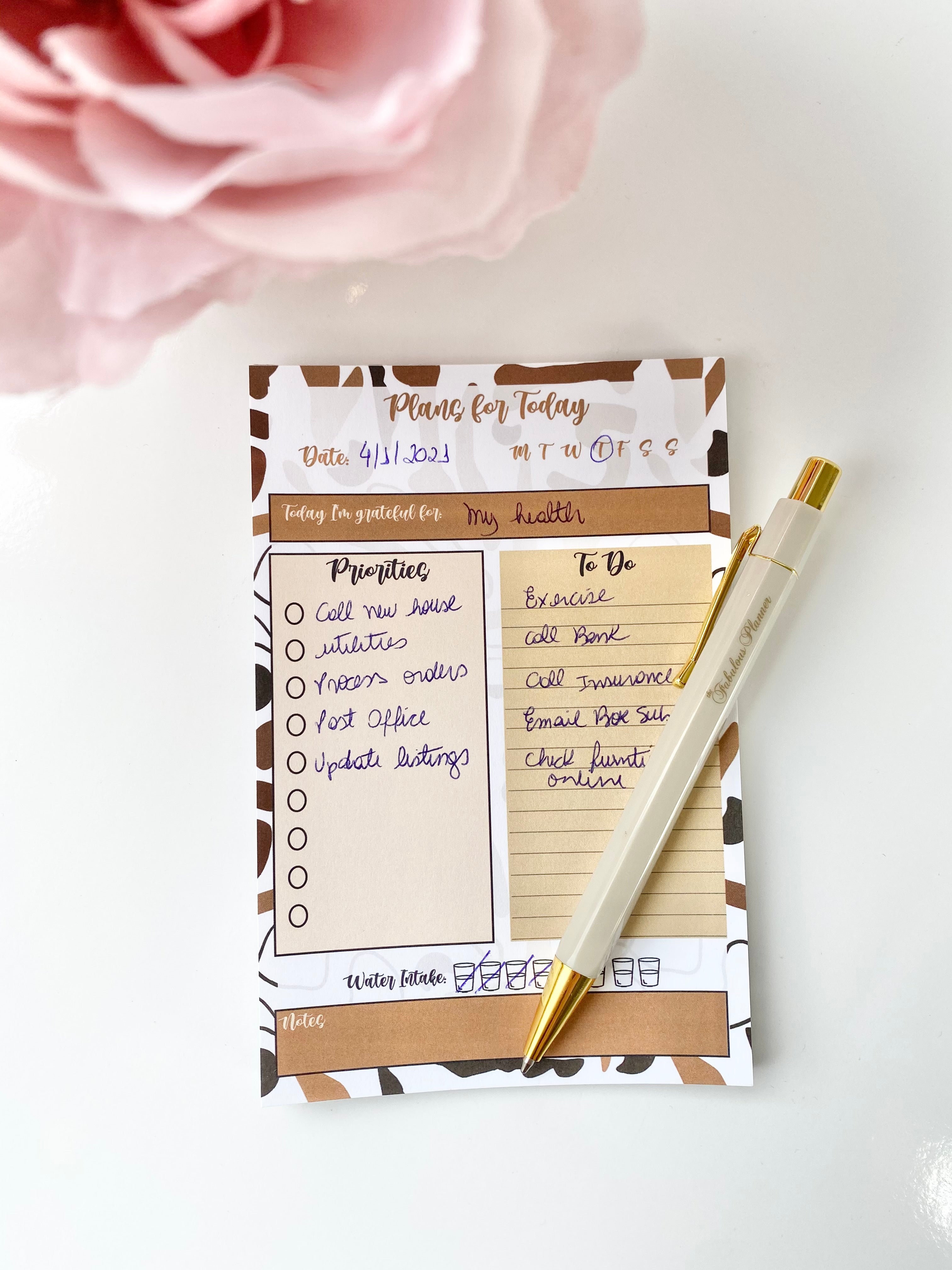 Daily Plans Minimalist Notepad Memo Sticky Notes – Paper & Pearl