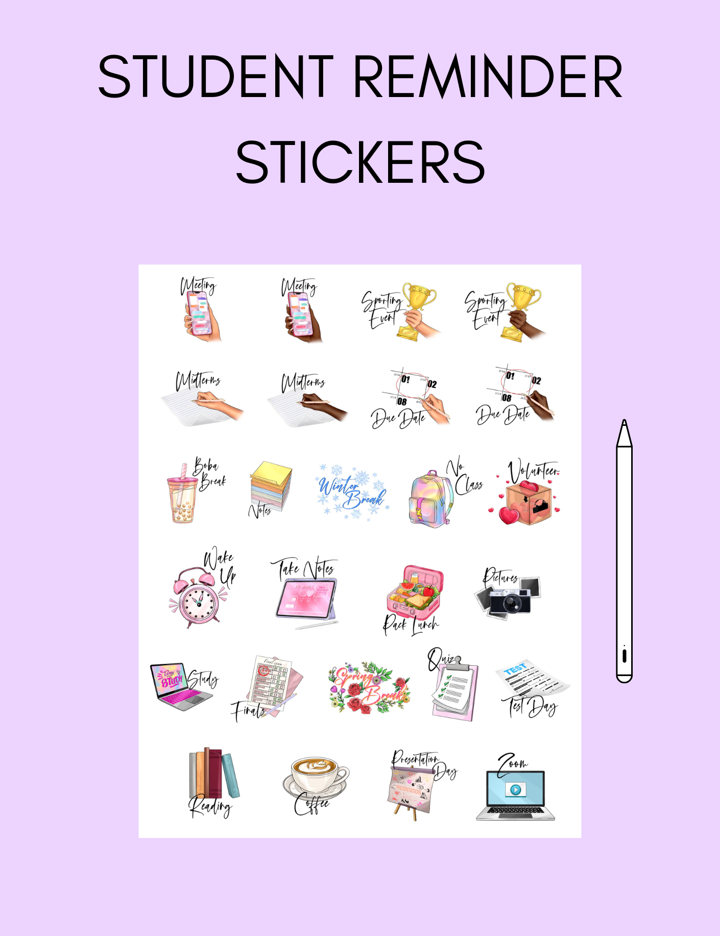 Digital Student Reminder Stickers – Paper & Pearl